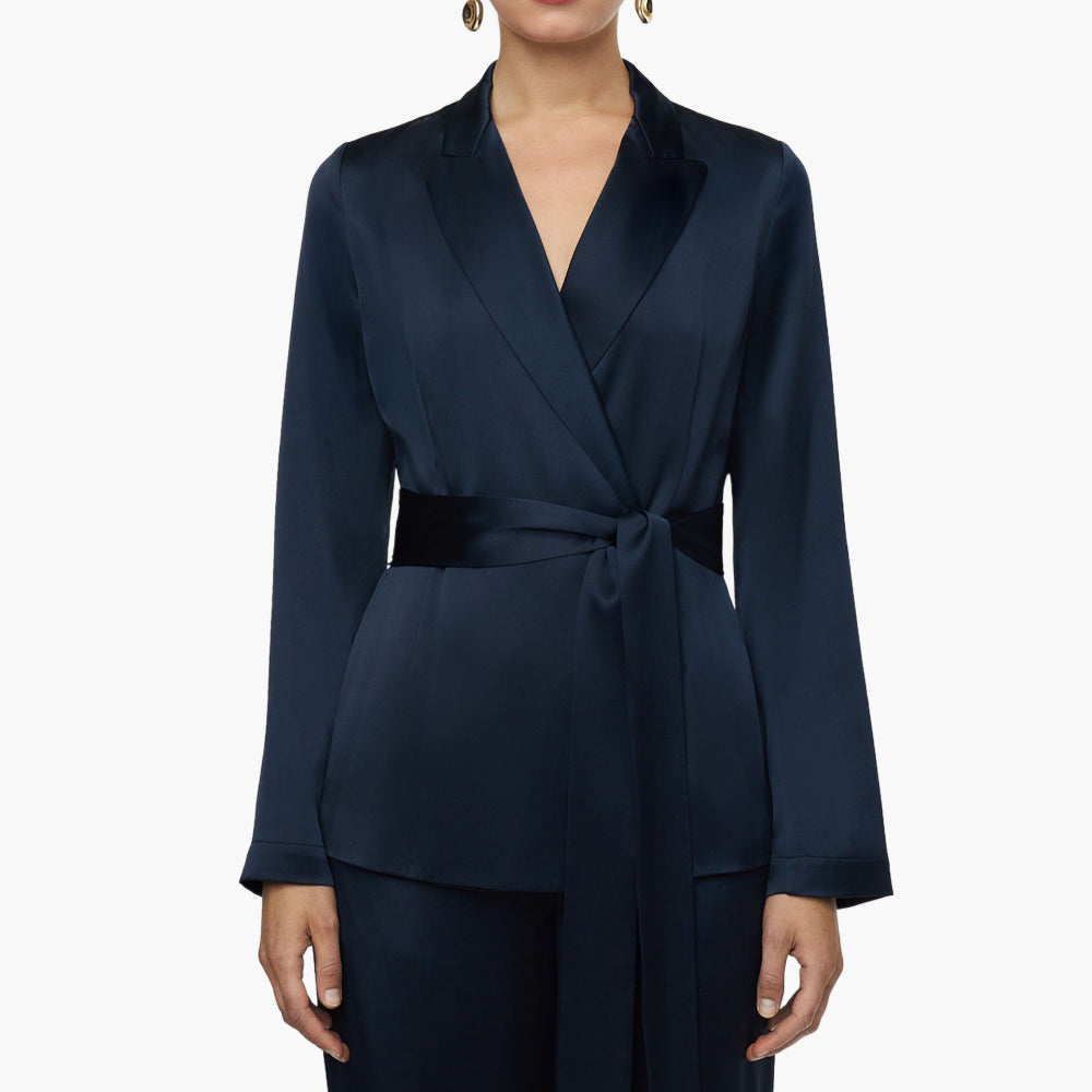 JOSEPH Archer Silk Jacket Indigo Blue| Lesthete