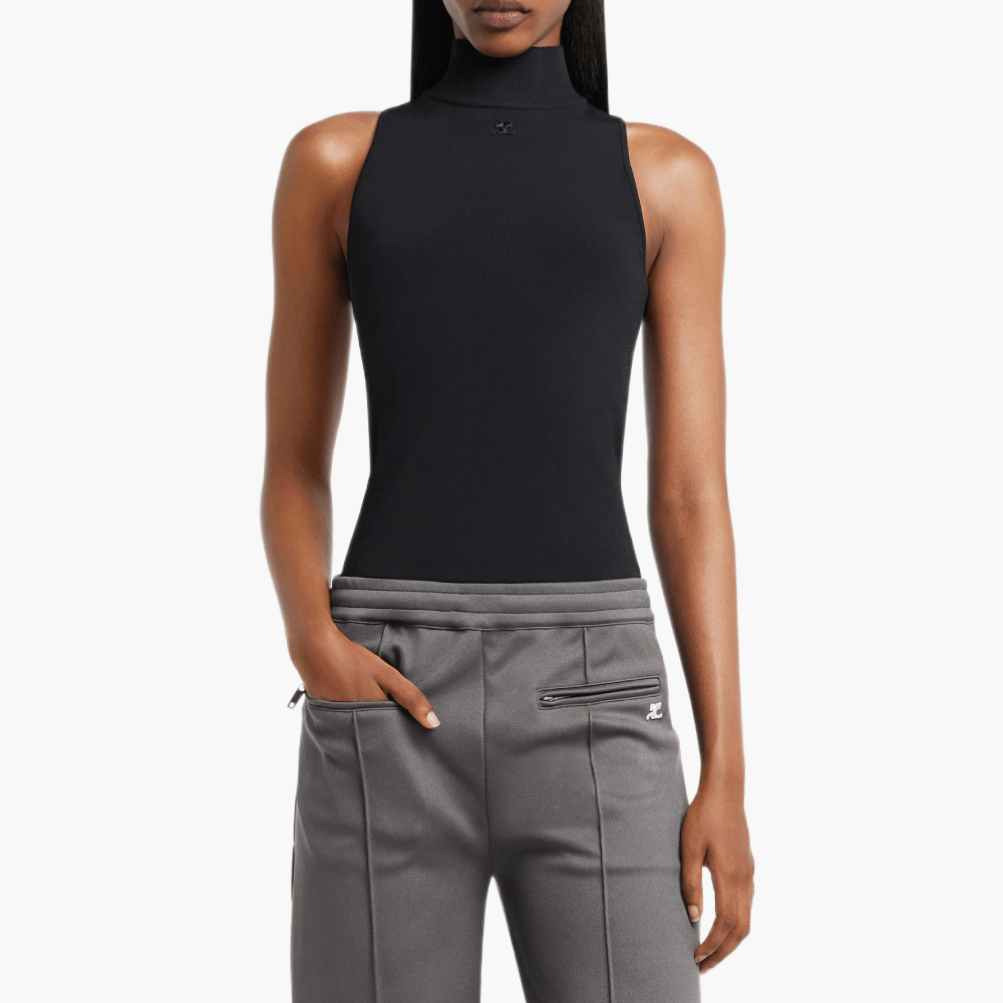 Top Héritage en maille noir Courrèges | Lesthete